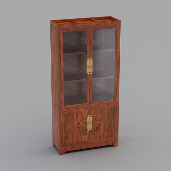Elegant Chinese Bookcase 3D model