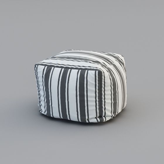 Striped Pouf 3D model - A Modern Touch