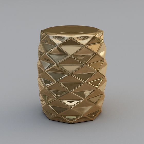 Geometric Gold Stool 3D model
