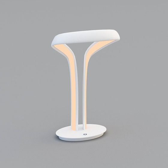 Sleek Modern Table Lamp 3D Model – White Plastic Design
