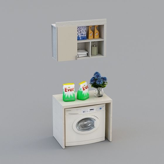 Stylish Low-Polygon Laundry Room 3D Model