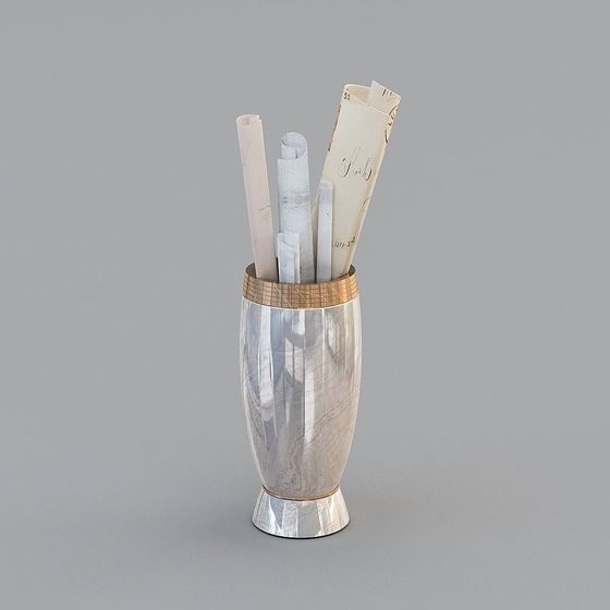 Elegant Low-Poly Pen Holder 3D model