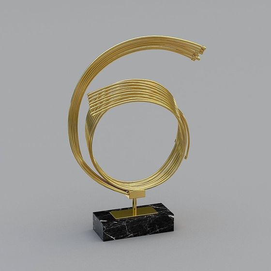 Golden Arc Sculpture 3D model for Creative Projects