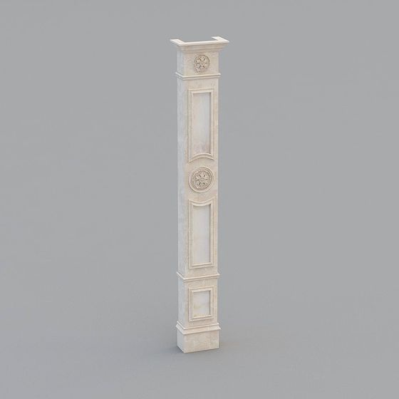 Low Poly Roman Column 3D Model – Marble Texture