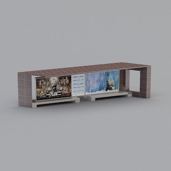 Low-Poly Bus Stop 3D model