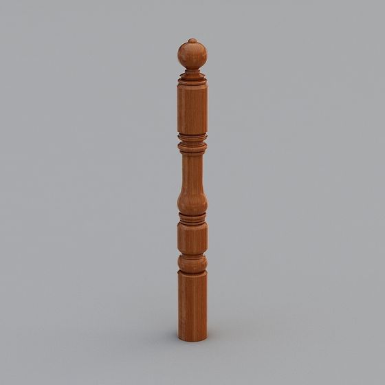 Elegant Wooden Pillar 3D model