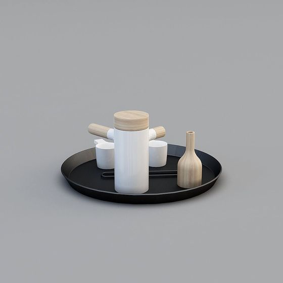 Elegant Tea Set 3D model in Low-Poly Design
