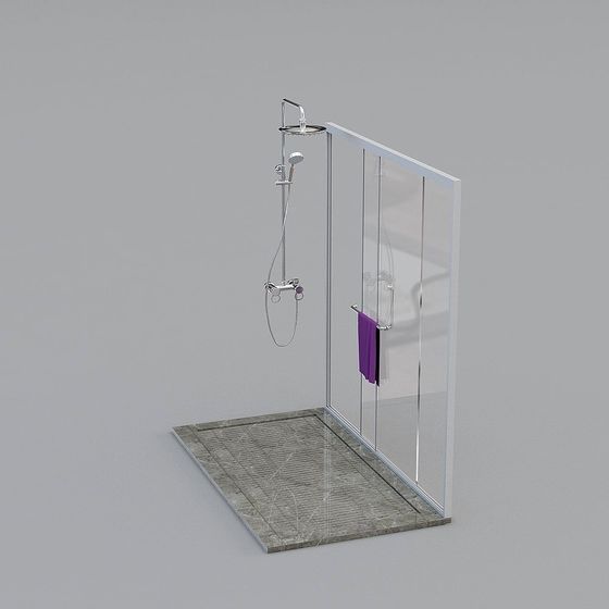 Modern Minimalist Shower Room 3D Model – Low-Poly Design