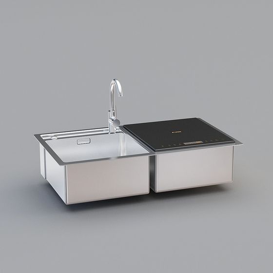 Modern Low-Poly Kitchen Sink 3D Model