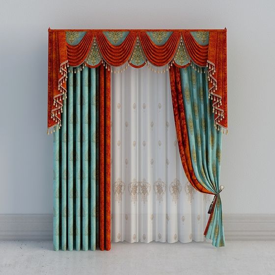 Elegant Low-Poly Curtain 3D model