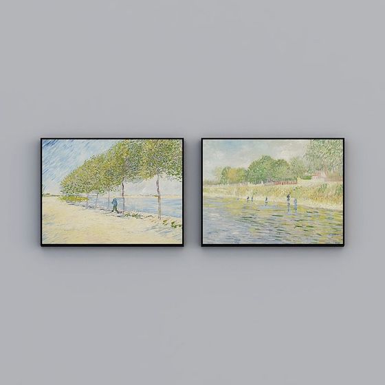 Impressionist Lake Scene 3D Model