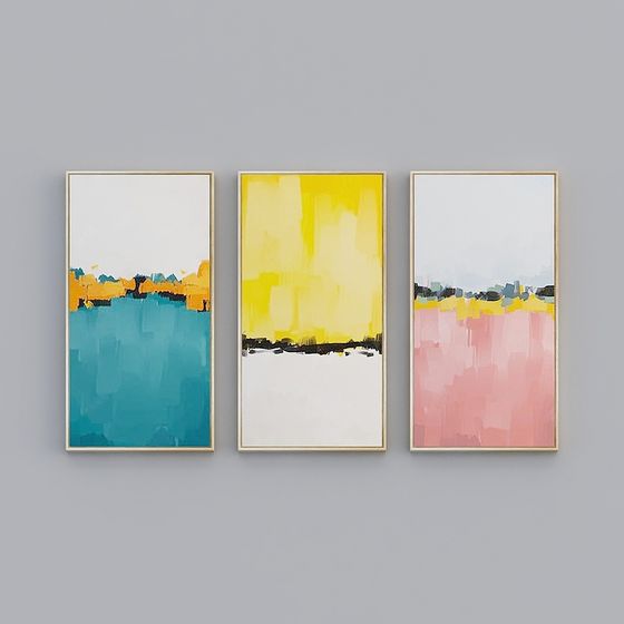Abstract Triptych 3D model - Vibrant Artistry