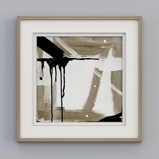 Dripping Ink Abstract Painting 3D Model