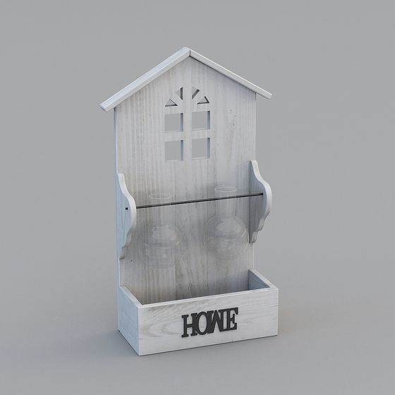 Rustic Wooden Key Box 3D model