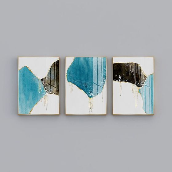 Triptych Abstract Art 3D model for Creative Projects