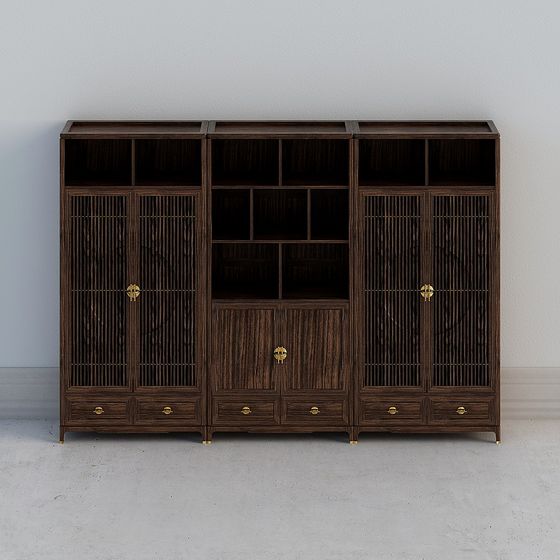 Sophisticated Chinese Bookshelf 3D model for Modern Spaces