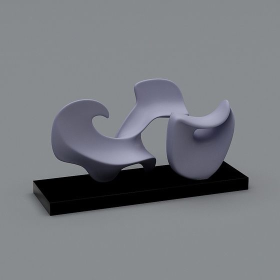 Streamlined Abstract Sculpture 3D Model – Purple Low-Poly Art