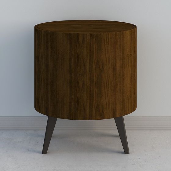 Low-Poly Round Wooden Side Table 3D model