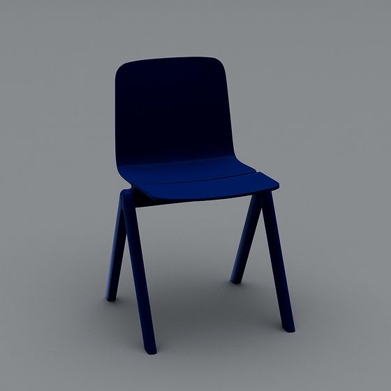 Urban Blue Chair 3D Model – Low-Poly Navy Design