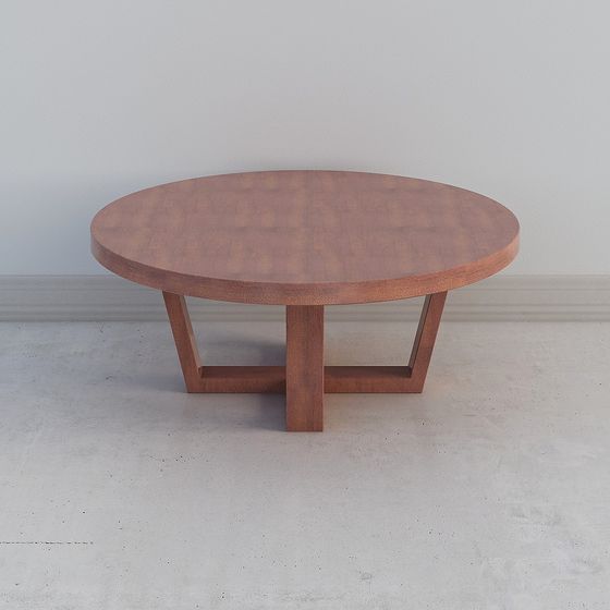 Low Poly Round Table 3D Model – Modern Wood Design