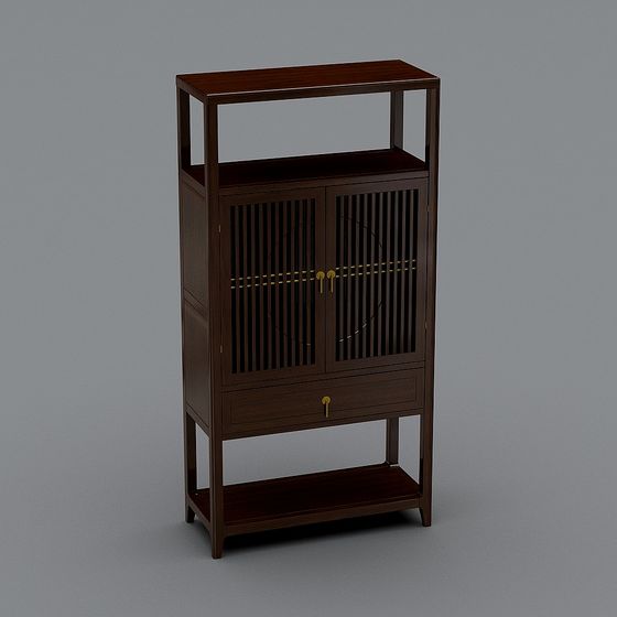 Elegant Chinese-Style Bookshelf 3D model