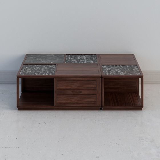 Divine Coffee Table 3D Model – Timber & Glass Design