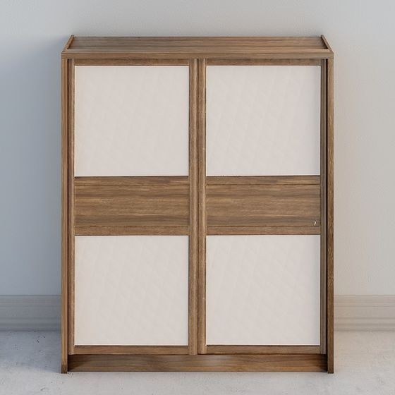 Wood Texture Sliding Door Cabinet 3D Model – Minimalist Design