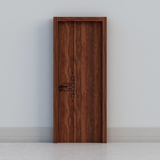 Elegant Wood Door 3D model with Low Poly Design