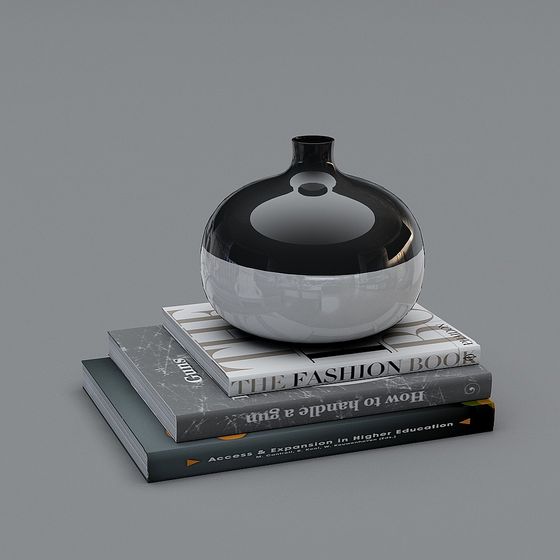 Glass Vase and Book Stack 3D model