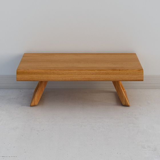 Low-Poly Wooden Coffee Table 3D Model – Minimalist Wood Design