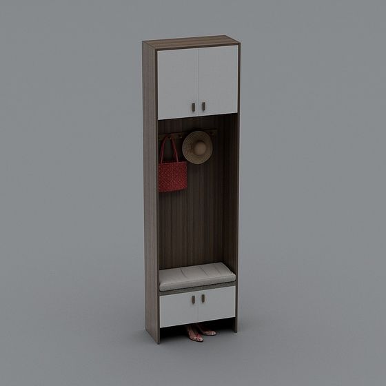 Stylish Low-Poly Shoe Cabinet 3D Model