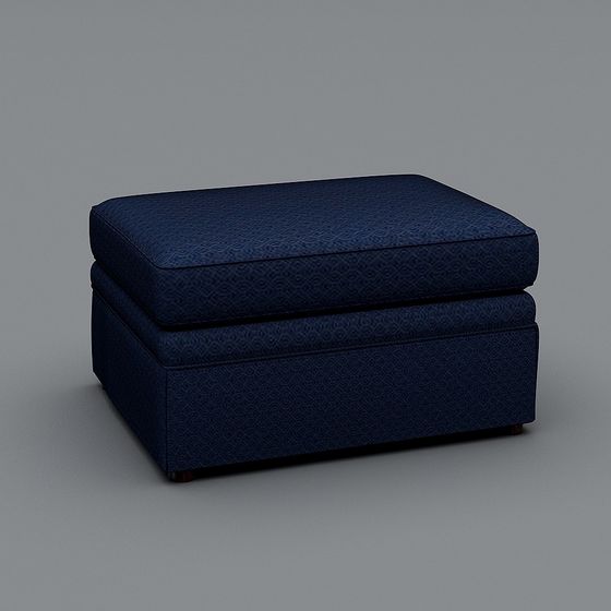 Chic Deep Blue Storage Ottoman 3D Model for Versatile Use