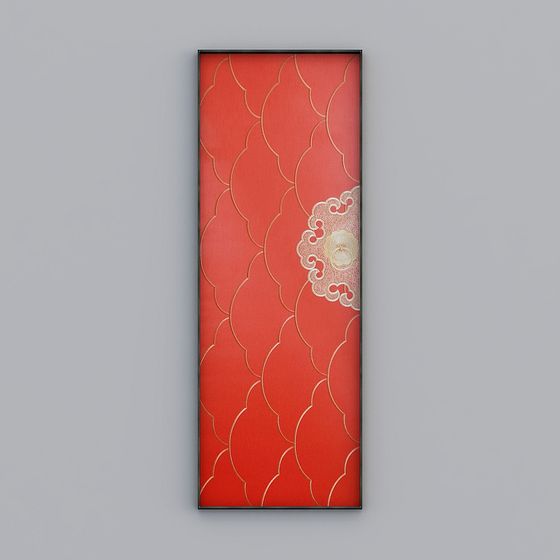 Cloud Brocade Screen 3D Model – Eastern Pattern Design