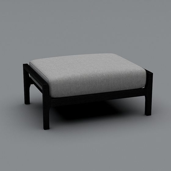 Modern Ottoman 3D Model – Minimalist Fabric Furniture