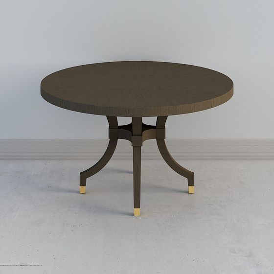 Elegant Low-Poly Round Table 3D Model – Wood & Metal