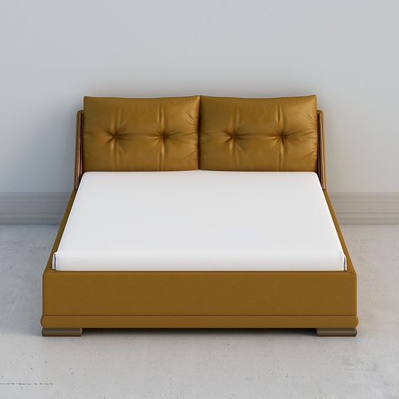 Earth Color Double Bed 3D Model – Cozy Bedrooms Free