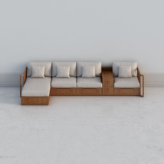 L-Shape Sofa 3D Model – Cozy Living Rooms Free