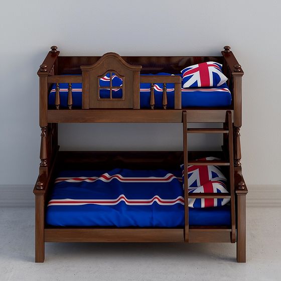 Vintage Style Bunk Bed 3D Model for Creative Projects