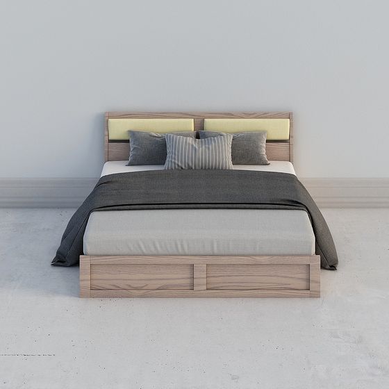 Stylish Low-Poly Bed Frame 3D model