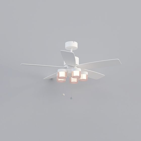 Chic Low-Poly Ceiling Fan Light 3D Model for Modern Spaces