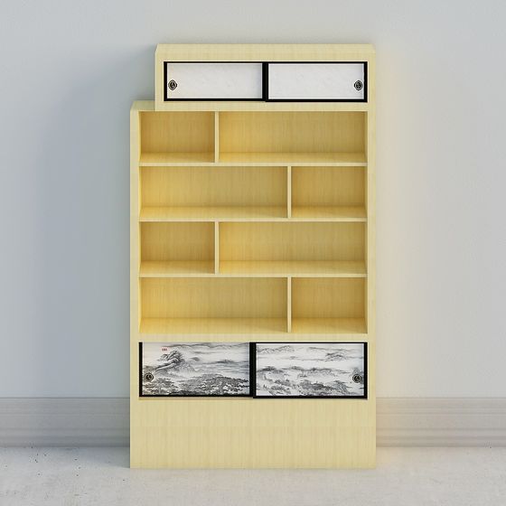 Zen-Inspired Bookshelf 3D model