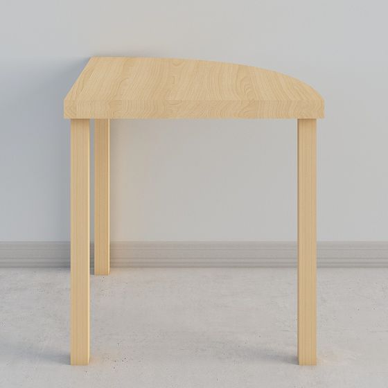 Curved Wooden Table 3D model for Modern Aesthetics