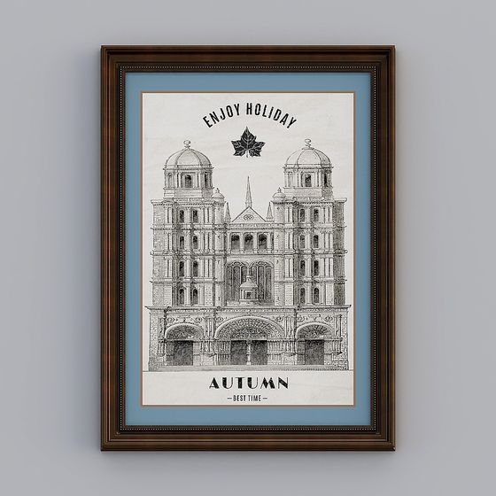 Vintage Architectural Poster 3D Model – Gothic Style