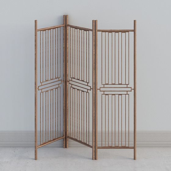 Stylish Wooden Screen 3D model for Modern Interiors