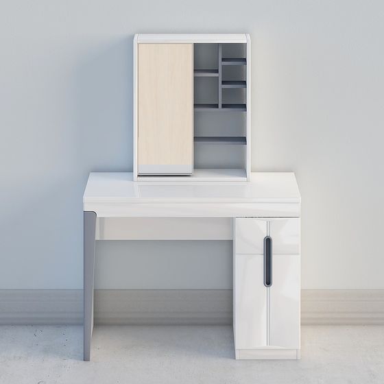 Modern Minimalist Dressing Table 3D Model – White Lacquer Finish