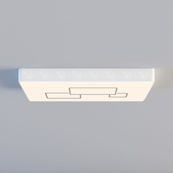 Sleek Square Ceiling Light 3D Model – Minimalist White Design