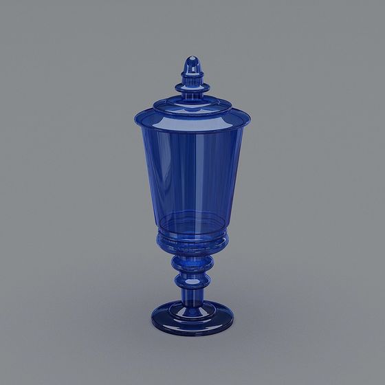 Elegant Low-Poly Goblet 3D Model – Blue Glass Design