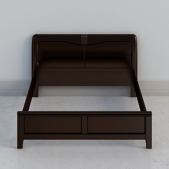Modern Earth Tone King Size Bed 3D Model – Bedroom Free