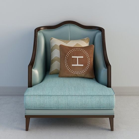 Elegant Single Sofa Chair 3D Model – Vintage Modern Style