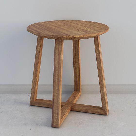 Stylish Wooden Round Table 3D model